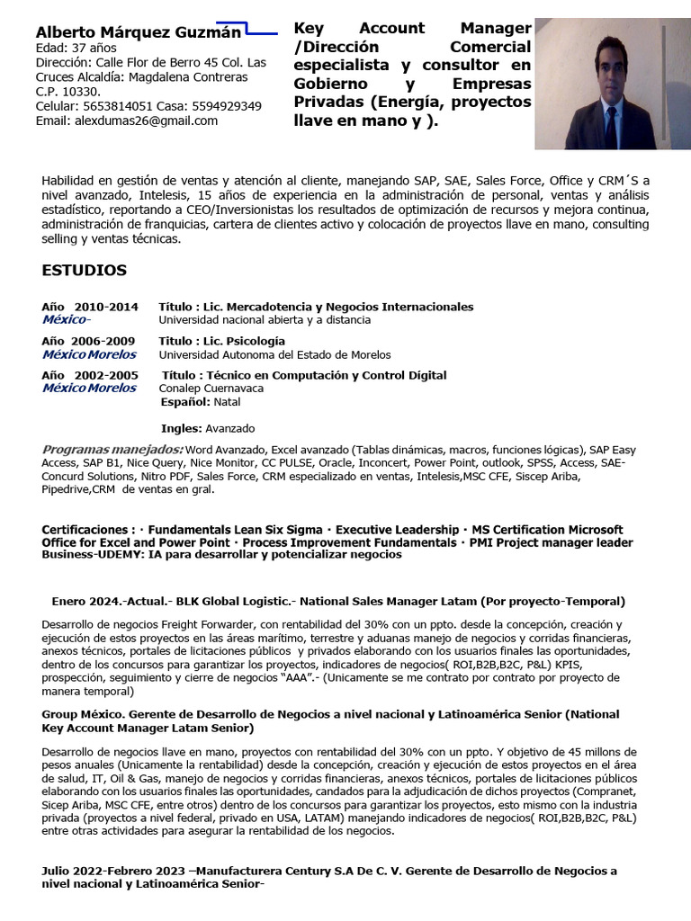CV Alberto MÃ¡rquez GuzmÃ¡n 2024-Actualizado | PDF | Business | México
