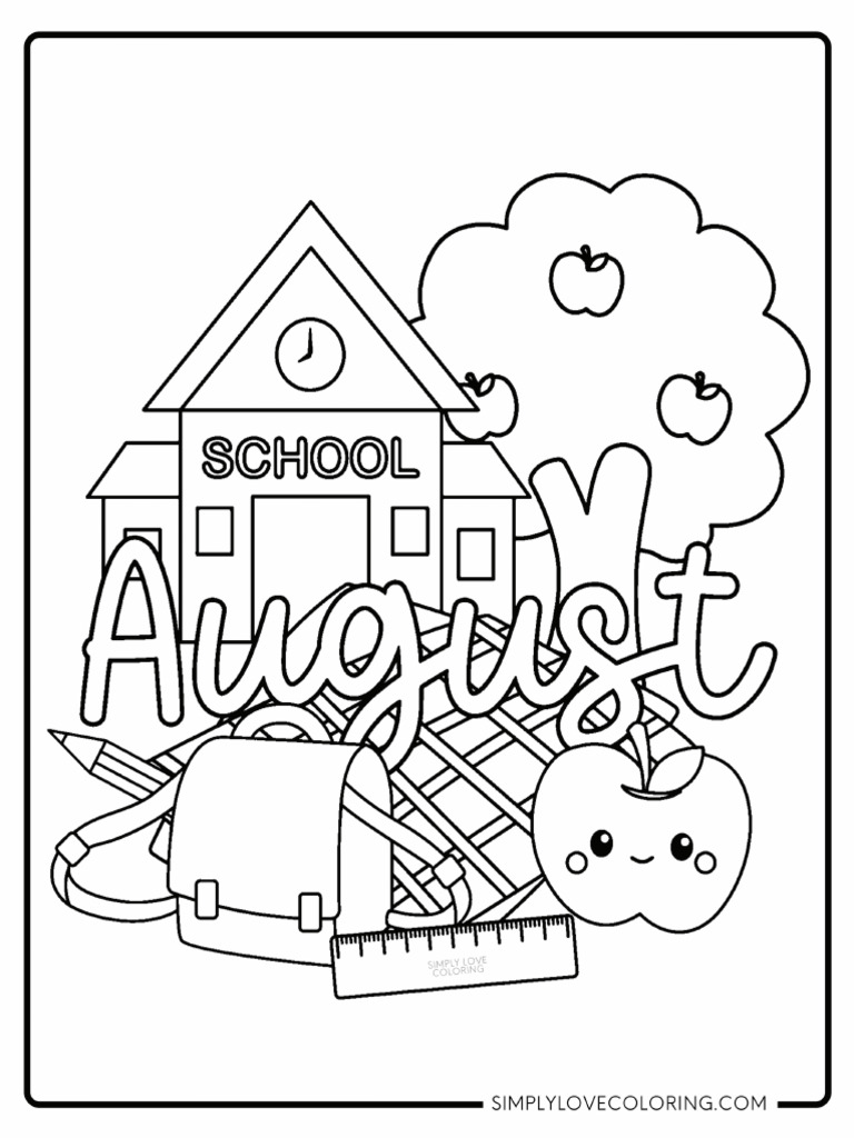 Back To School August Coloring Pages | PDF