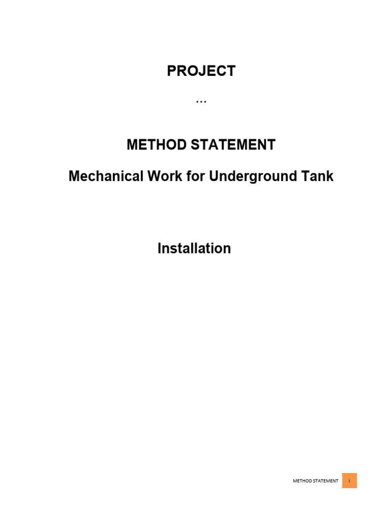 Methode Statement of Underground Tank Installation | PDF | Screw ...