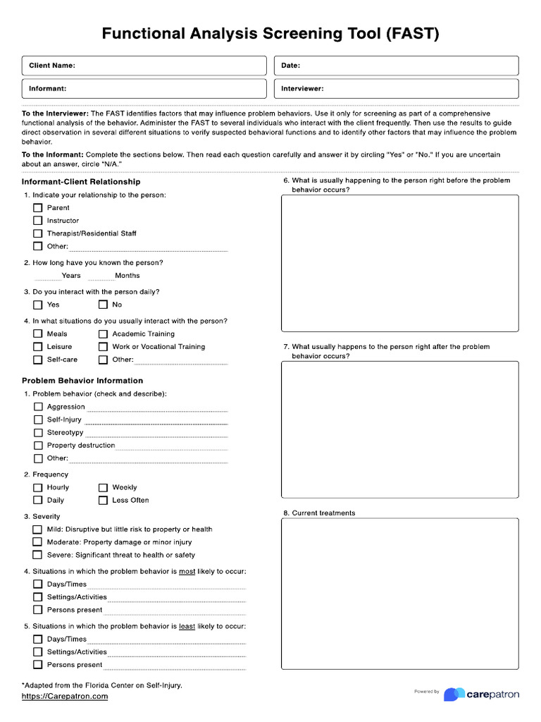 Functional Analysis Screening Tool | PDF | Behavior | Behavioural Sciences