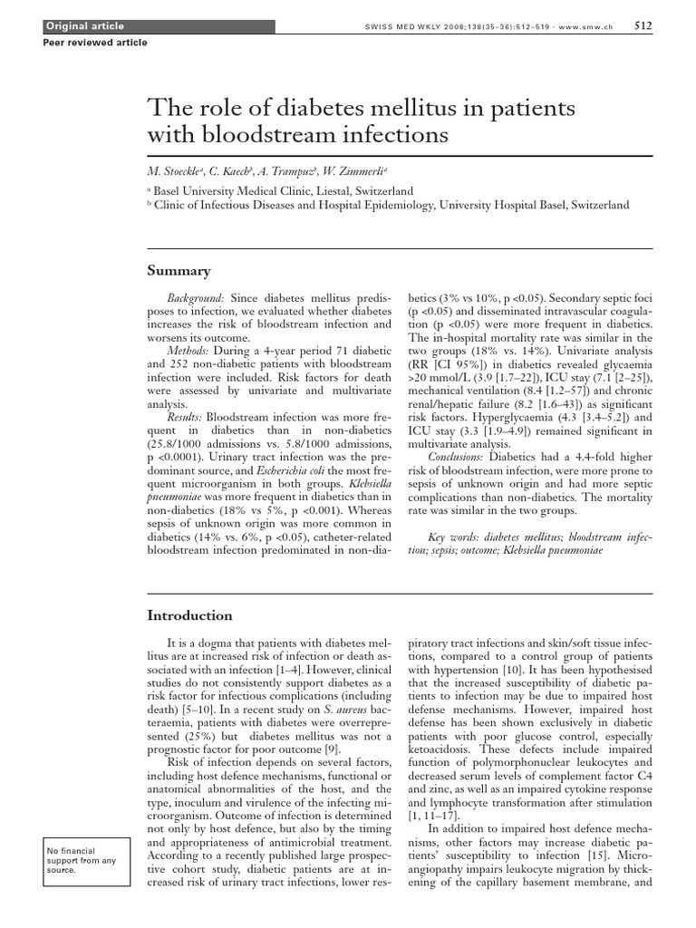 The Role of DM in Bsi Patient | PDF | Sepsis | Diabetes