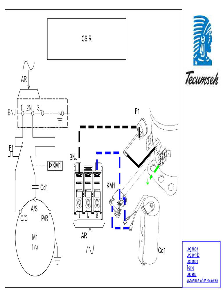 Wiring Diagram Tecumseh Single Phase Compressor CSIR | PDF