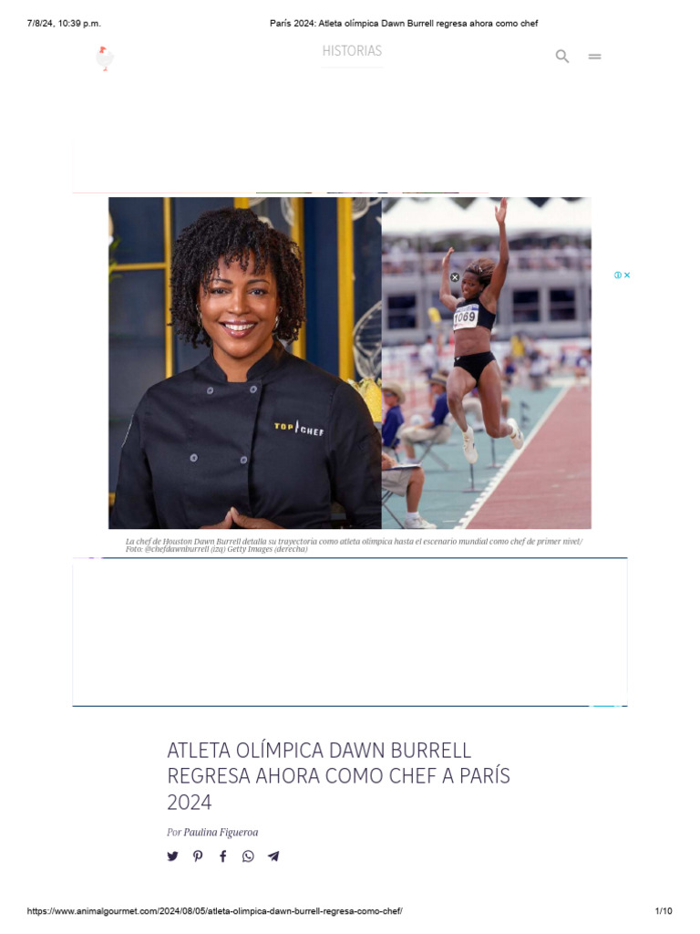 París 2024 - Atleta Olímpica Dawn Burrell Regresa Ahora Como Chef | PDF ...