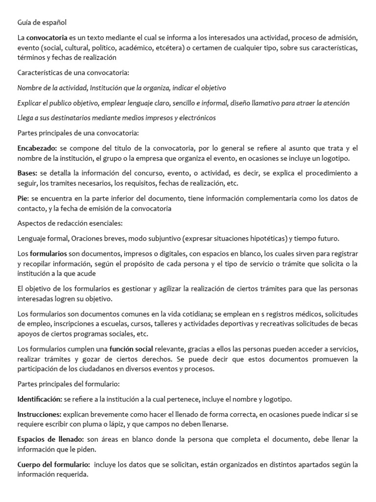 Guia de Estudio Español Abril 3ro Secundaria | PDF | Acrónimo