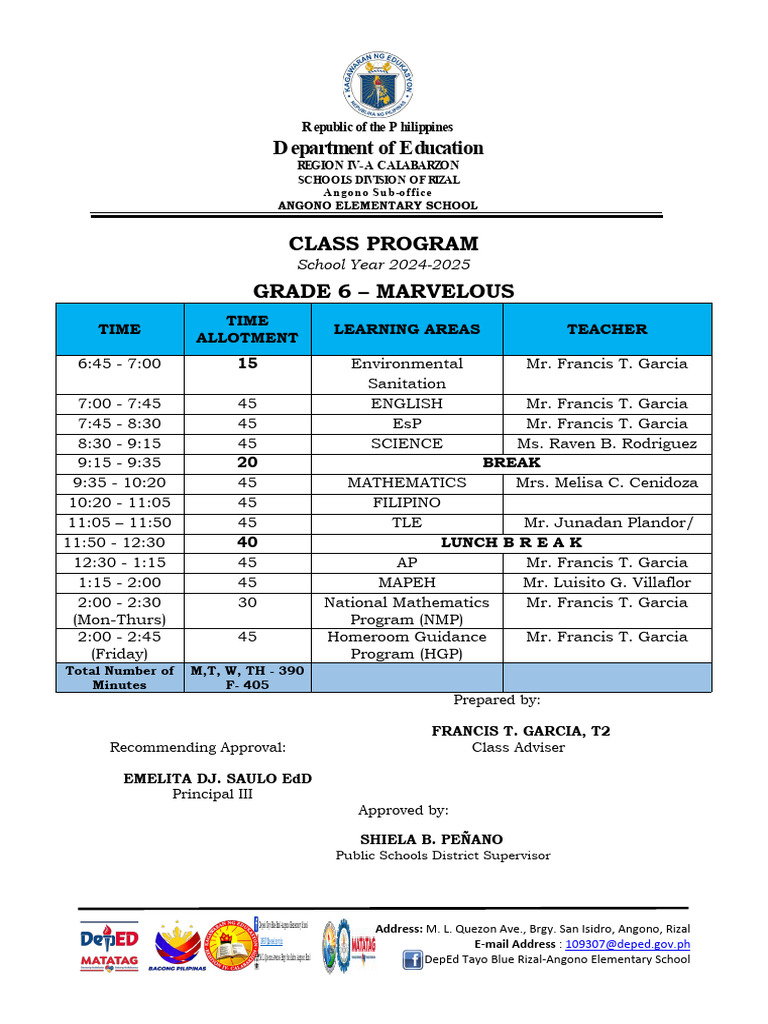 2024 Class Teachers Program FRANCIS | PDF