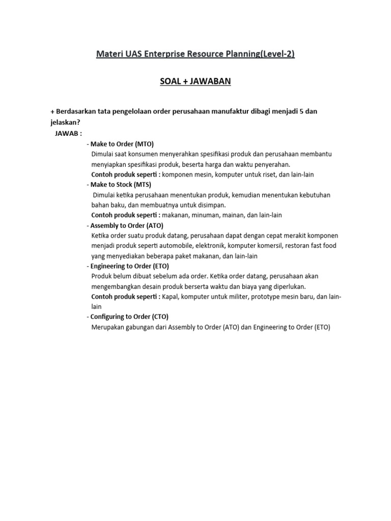 Materi UAS Enterprise Resource Planning (Part - 2) | PDF | Karier & Perkembangan | Bisnis