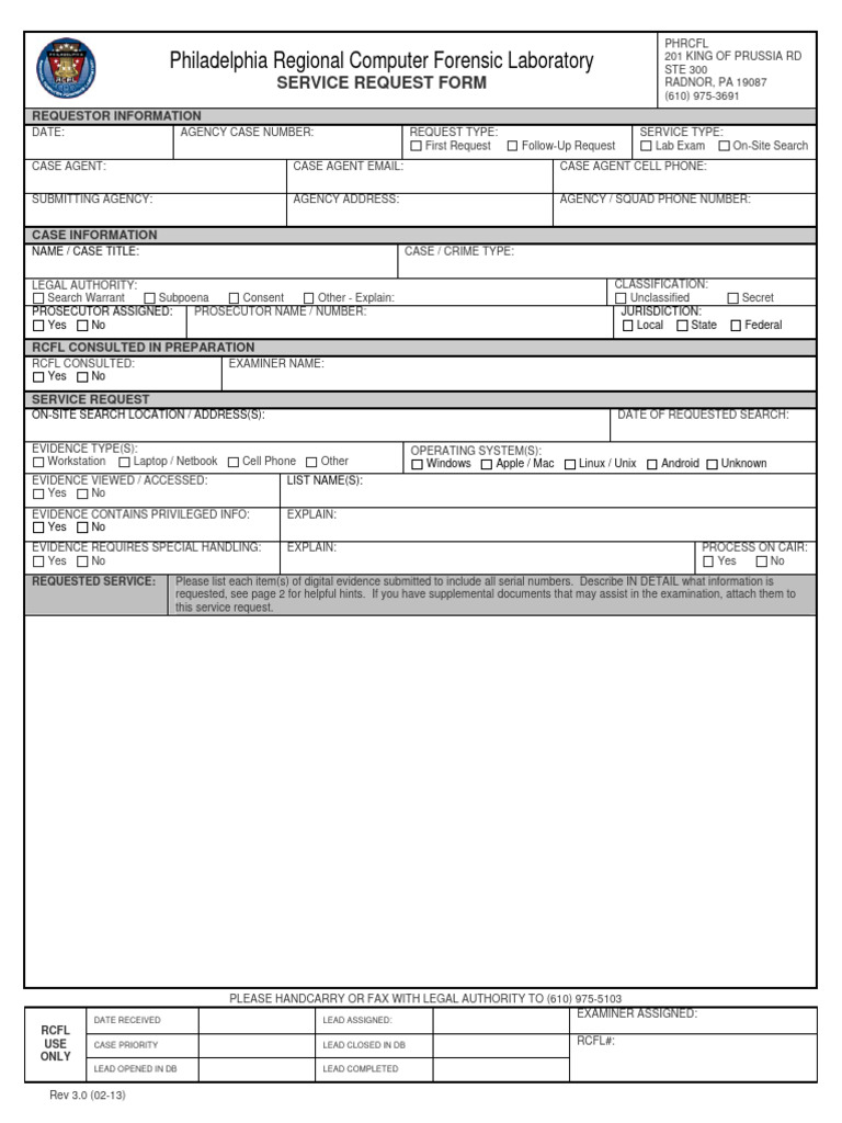 Forensic Lab Service Request Guide | PDF | Information | Computing