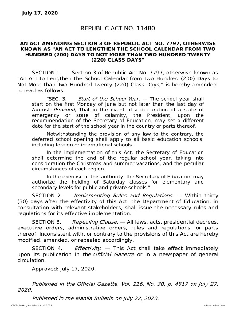 1 RA 11480 An Act Amending Section 3 of Republic Act No 7797 | PDF ...