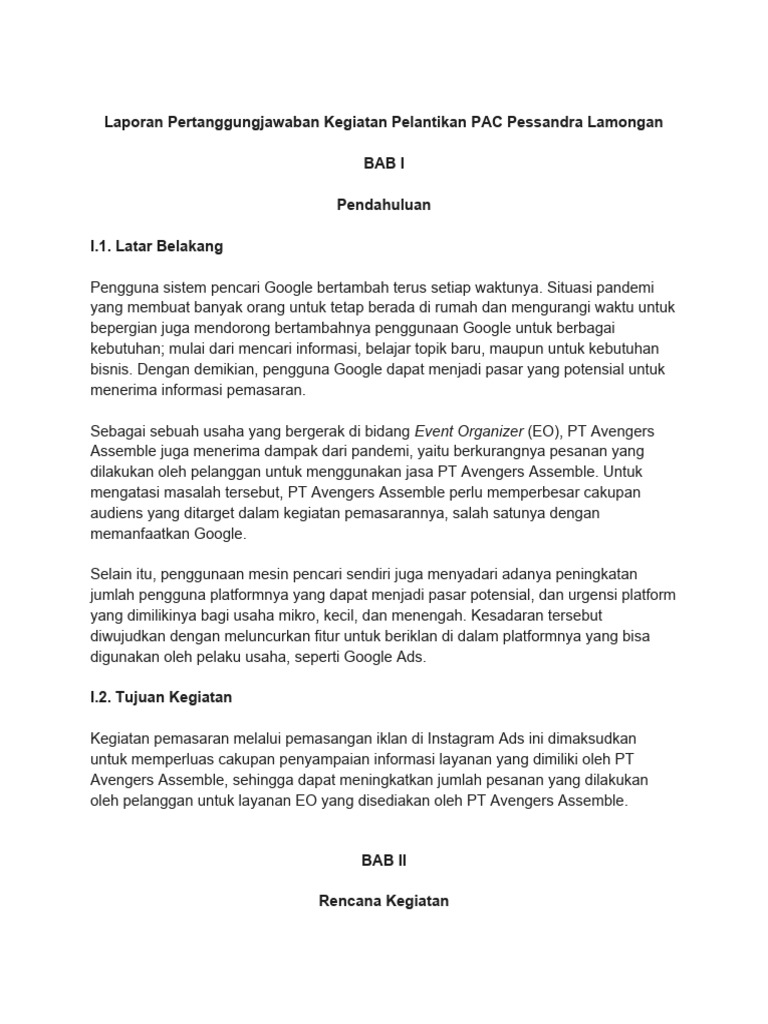 Contoh LPJ | PDF | Bisnis