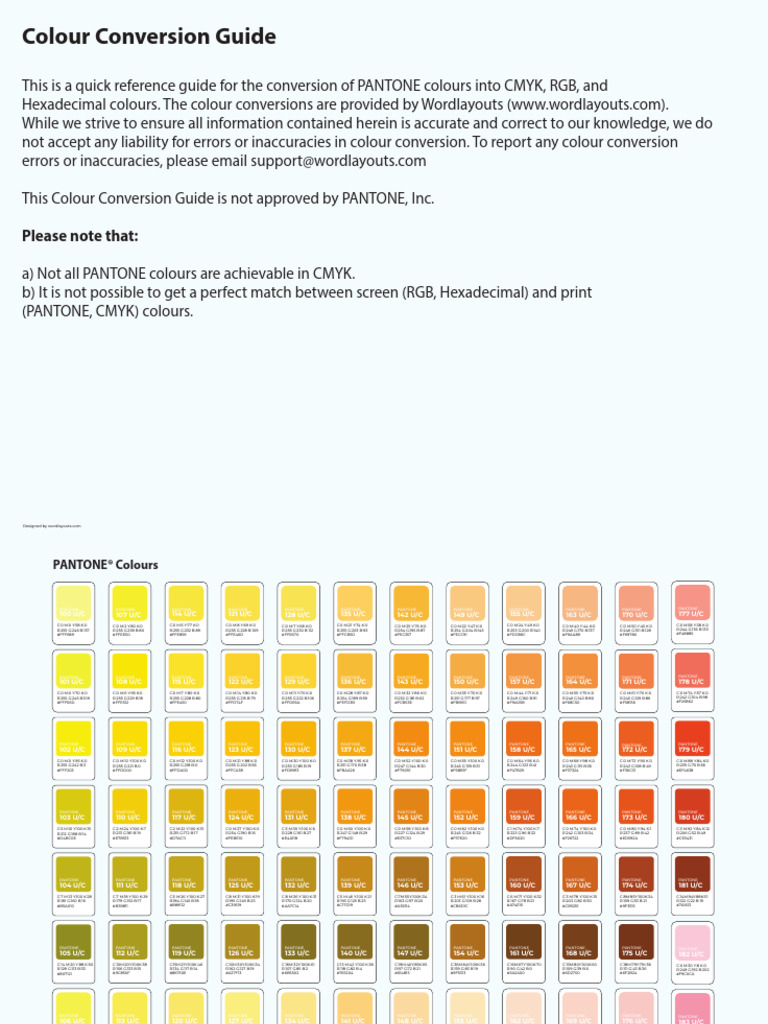 PANTONE Color Conversion Guide | PDF | Psychophysics | Image Processing