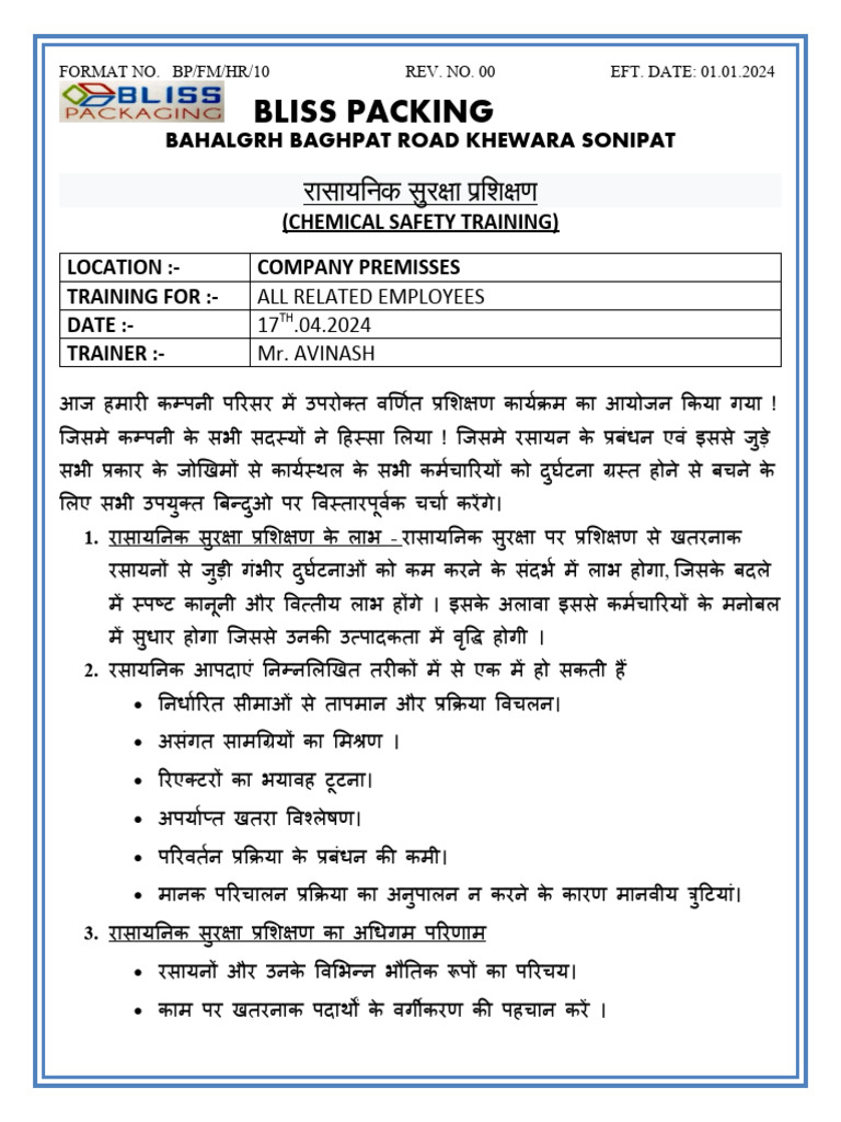 10 Chemical Handling Training | PDF