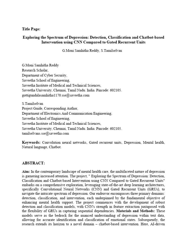 Depression Detection via CNN & GRU | PDF | Deep Learning | Artificial ...