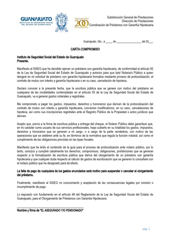Carta Compromiso Asegurados y Guia Notarios 2 | PDF | Ley común