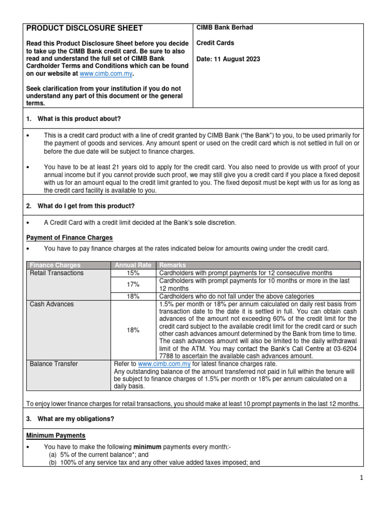 Credit Card Pds | PDF | Credit Card | Money