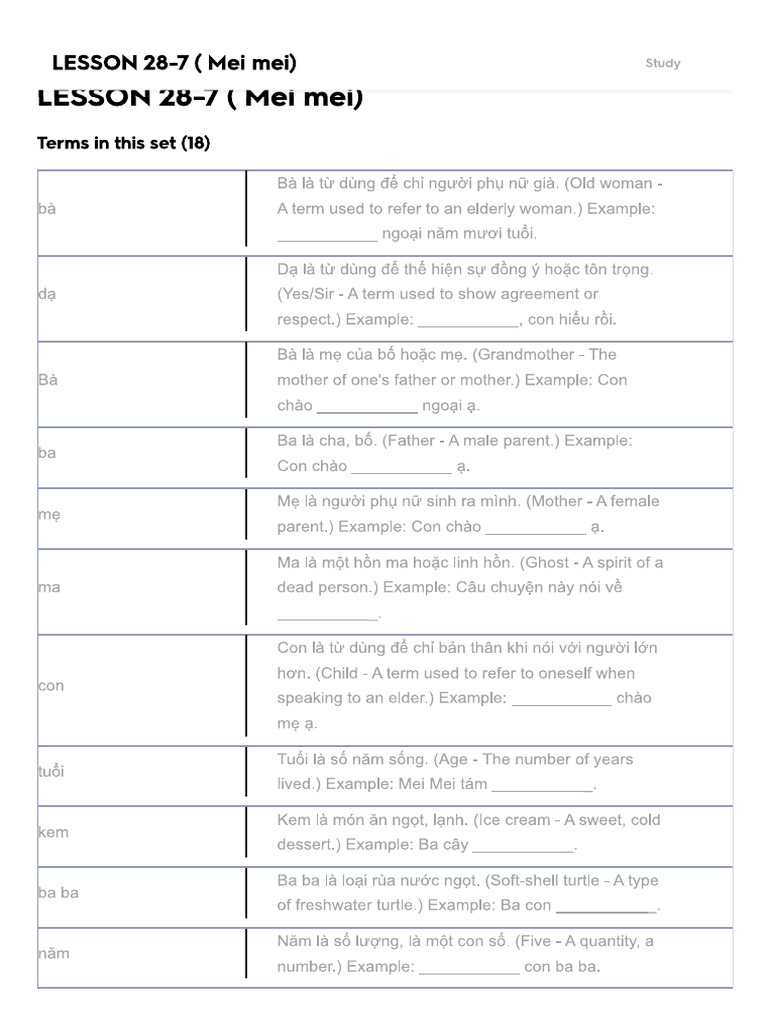 Lesson 28-7 (Writing Exercise) - Mei Mei | PDF
