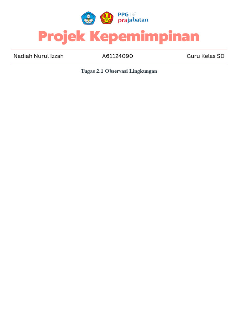 Projek Kepemimpinan - Tugas 2.1 Observasi Lingkungan | PDF