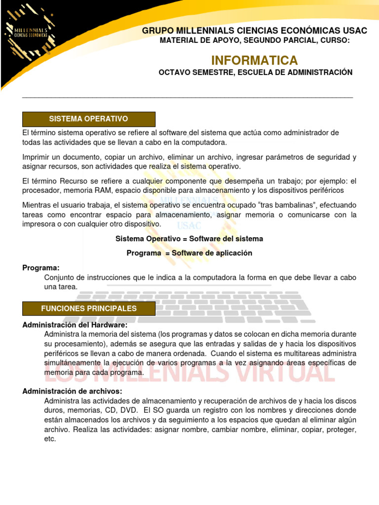 INFORMÁTICA, Segundo Parcial | PDF | SQL | Sistema operativo