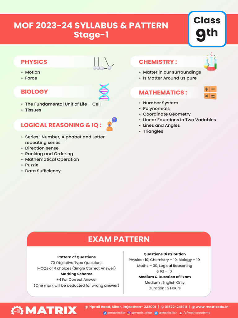 9th Grade MOF 2023-24 Syllabus & Exam Pattern | PDF | Mathematics ...