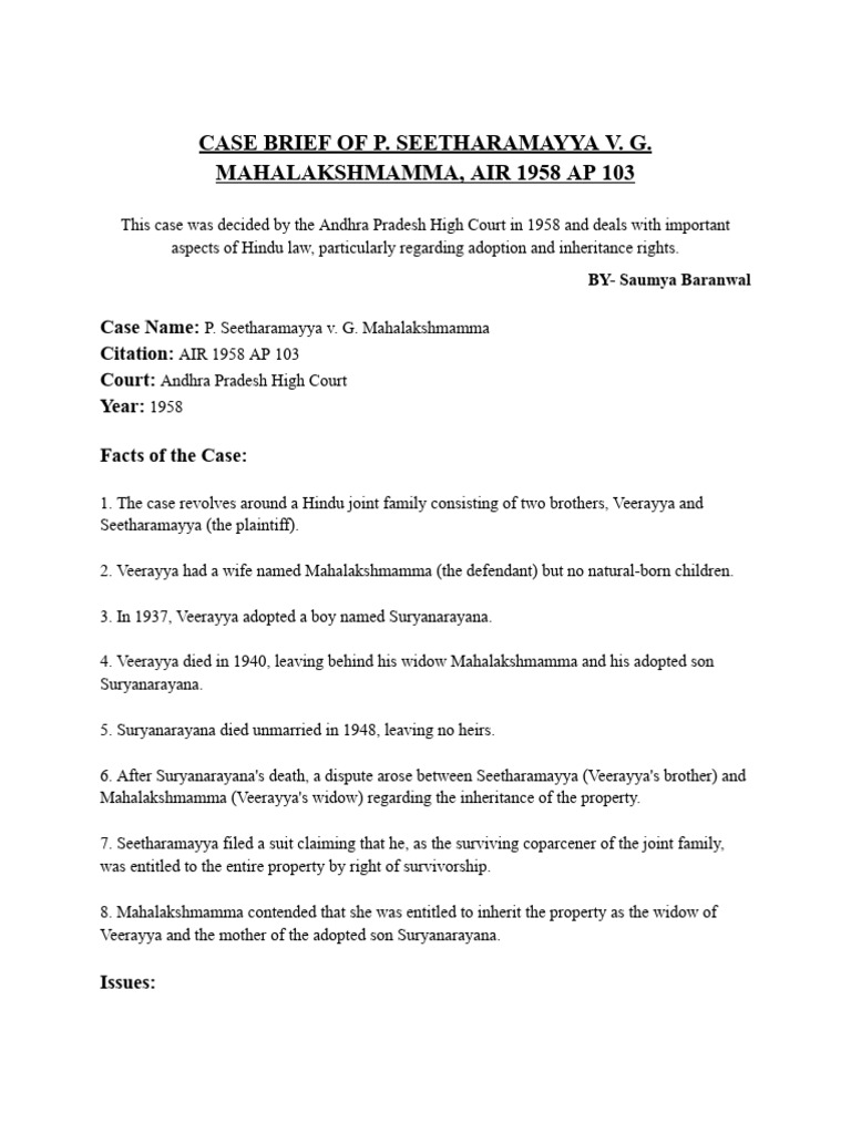 Case Brief Of P Pdf Property Inheritance