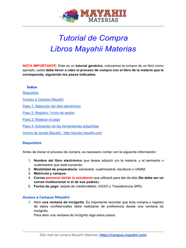 Guía de Compra de Libros Mayahii | PDF | Contraseña | Tarjeta de débito