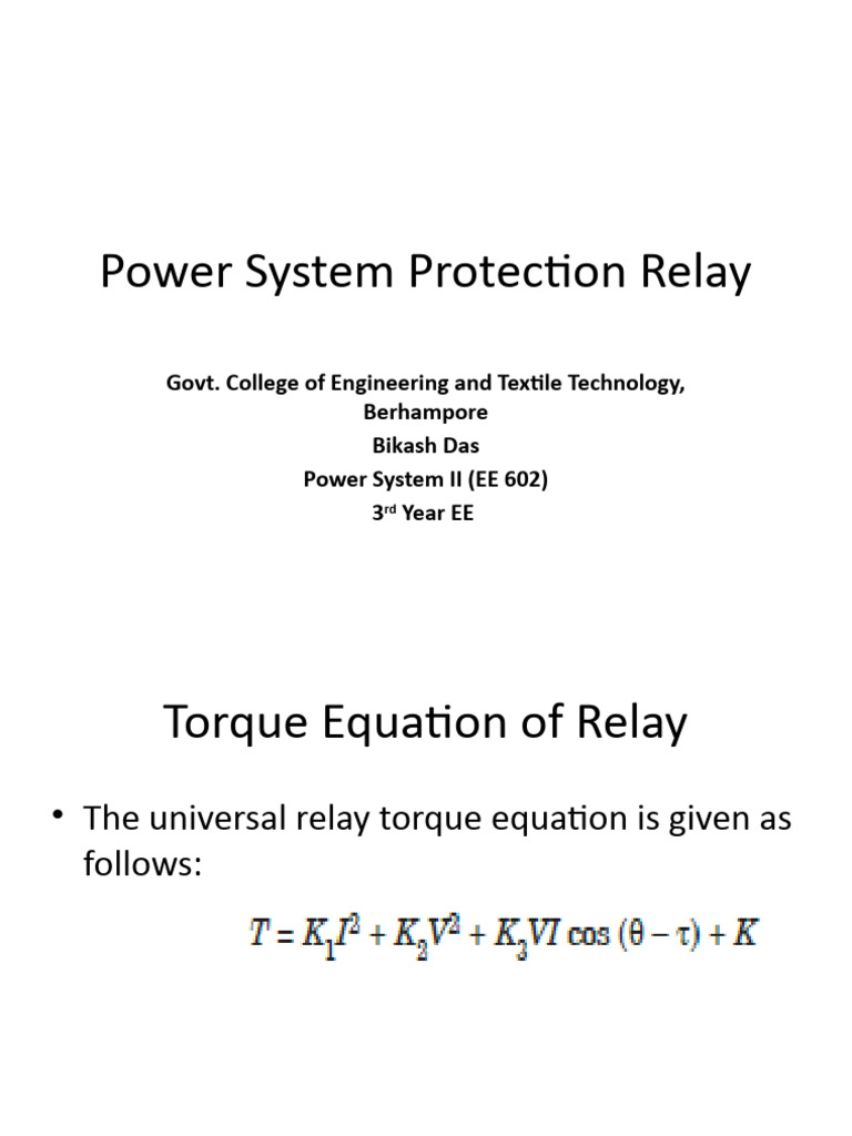 Power System Protection Relay | PDF | Relay | Electric Power Transmission