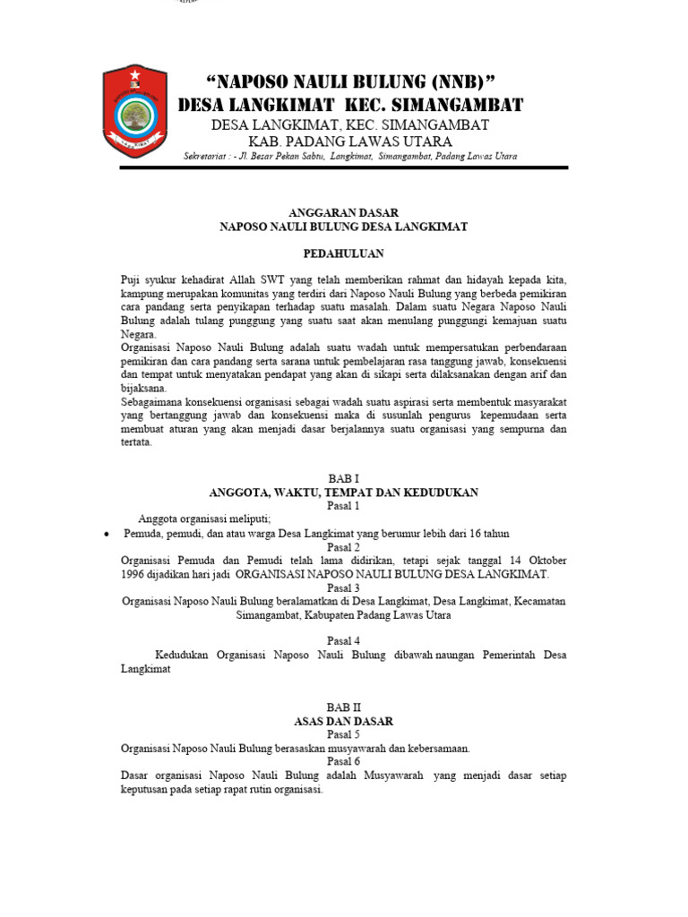 ADRT Naposo Nauli Bulung Langkimat | PDF