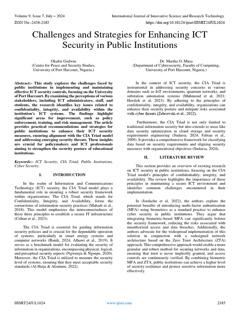 Enhancing ICT Security in Public Institutions | PDF | Computer Security ...