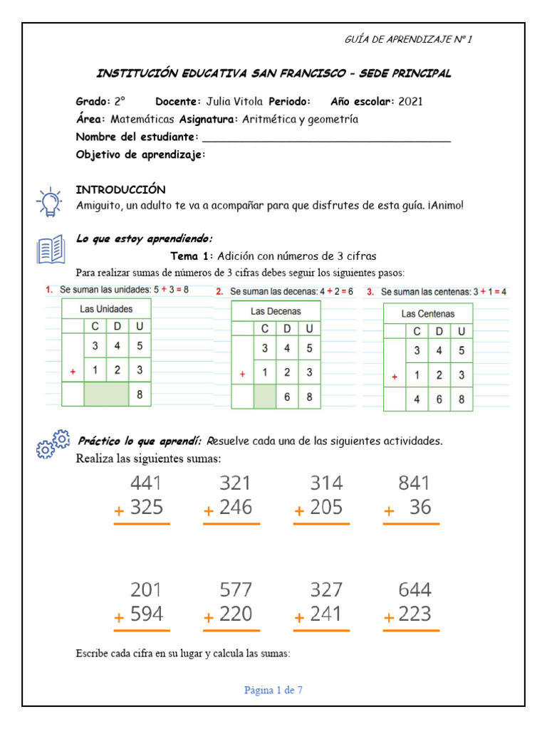 Guia de Aprendizaje Matemática Geom & Est 2do P | PDF | Matemáticas ...