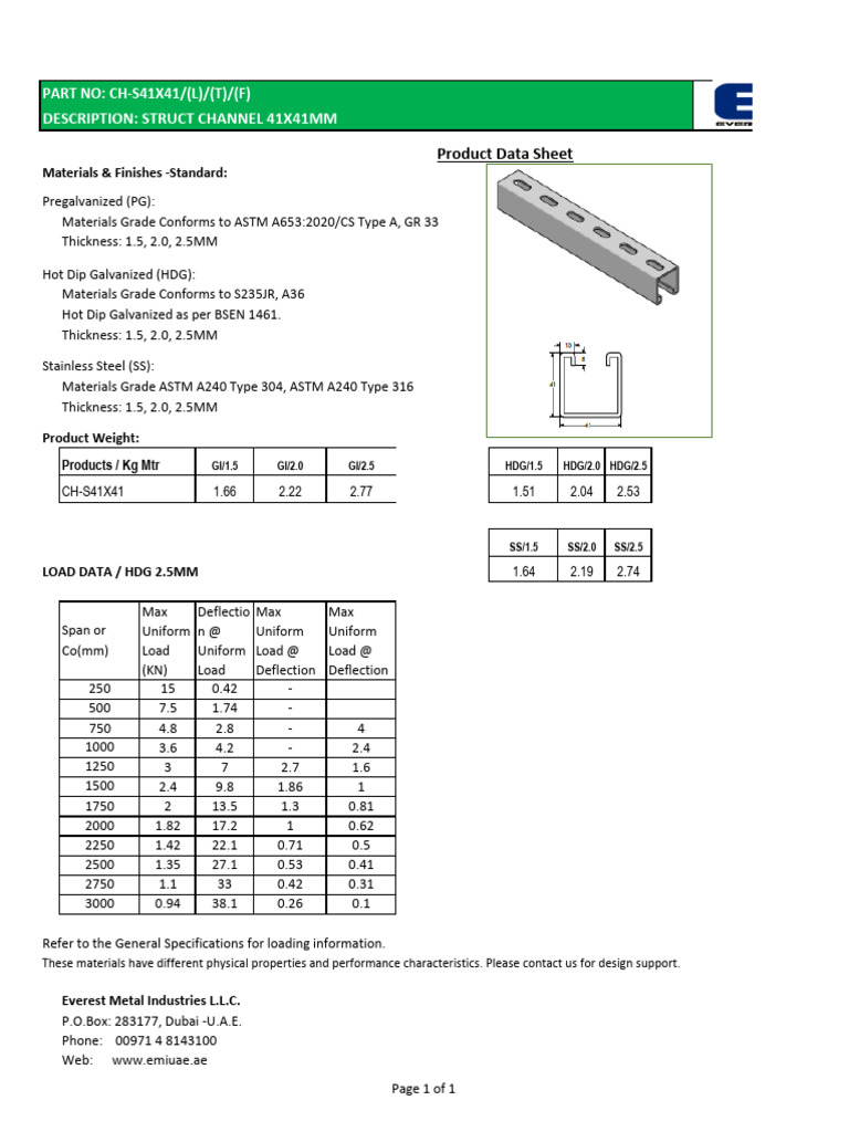 Load Data Sheet CH-S41 - 41 - 3 - 25HG | PDF