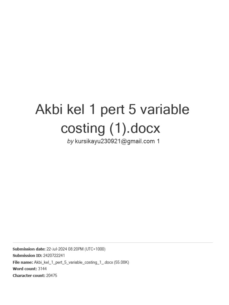 Akbi Kel 1 Pert 5 Variable Costing (1) . | PDF