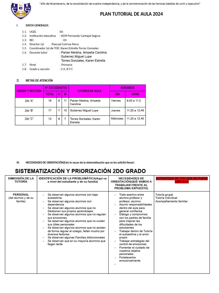 Copia FINALLL de Plan - Tutorial - de - Aula Modelo TOE 2024 | PDF ...