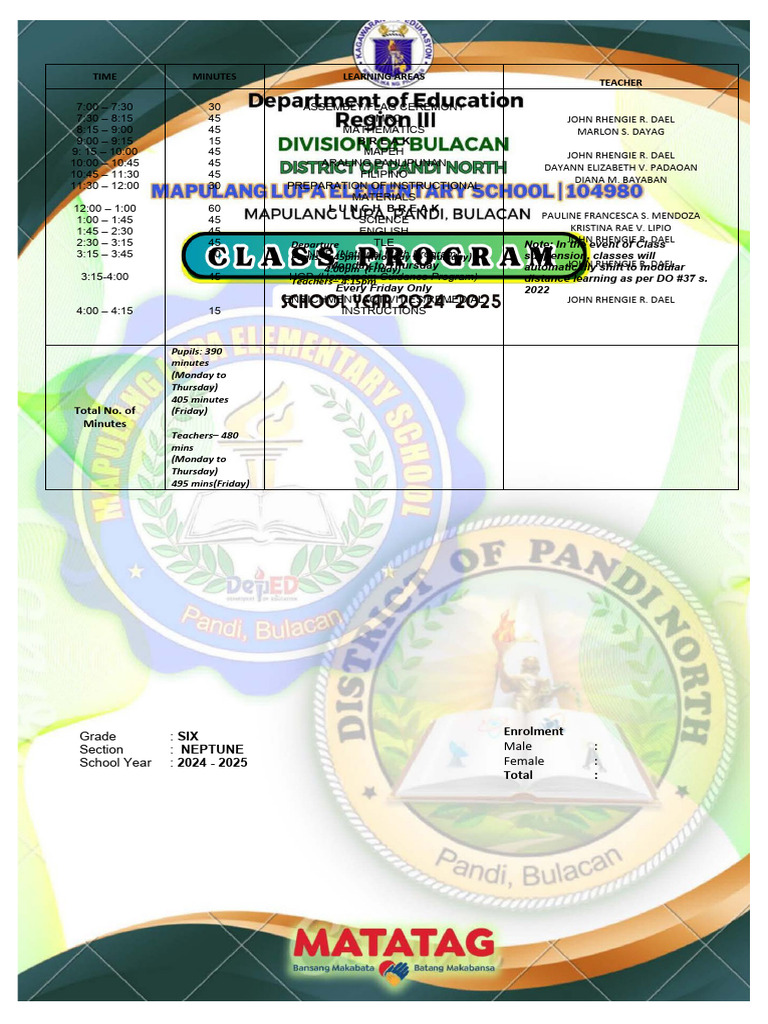 6-NEPTUNE-class-program-2024-2025 (1) | PDF | Schools | Educational ...