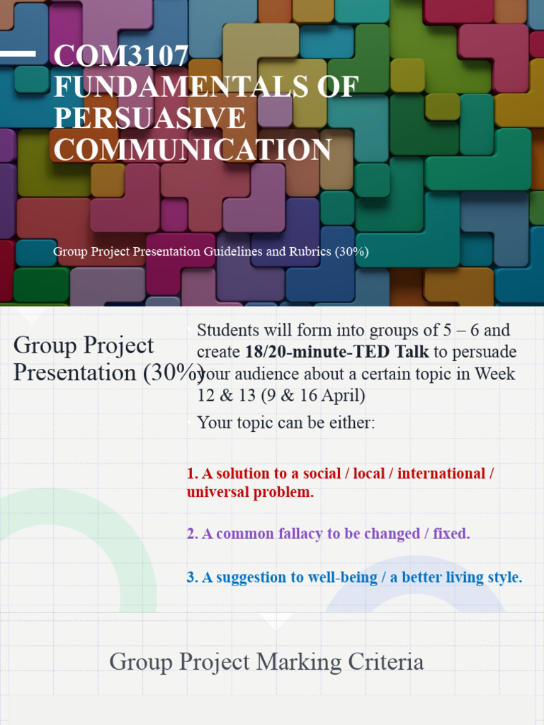 COM3107 Group Project Guidelines and Rubrics | PDF