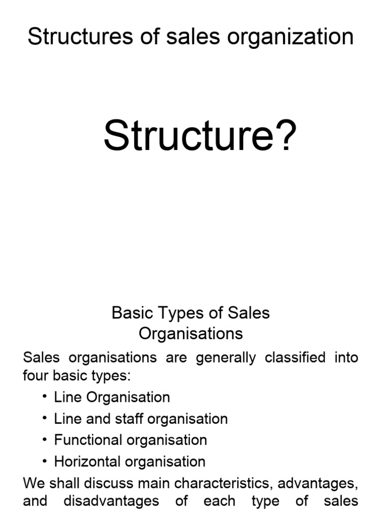 Types of Sales Organization Structures | PDF | Sales | Marketing