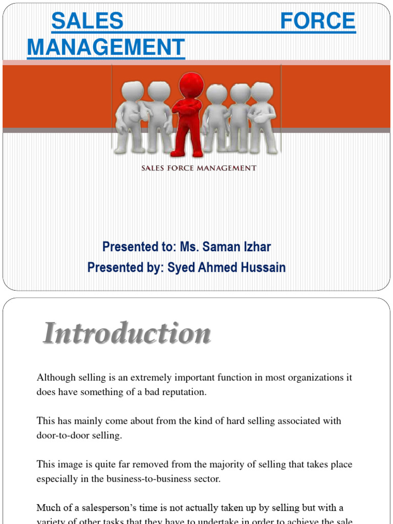 Sales Force Management Pdf Sales Incentive