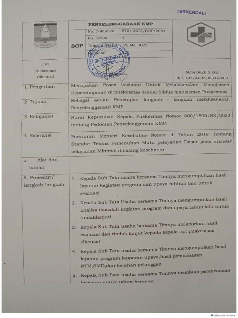 1.2.2.b.1 SOP KMP | PDF