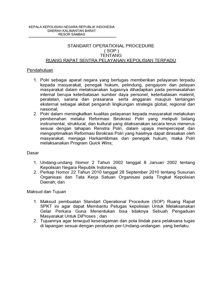 3.sop Ruang Rapat SPKT | PDF