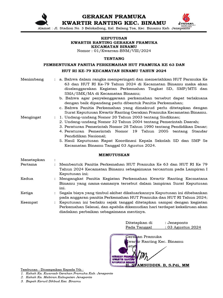 SK Panitia Hut Ri 2024 1 | PDF