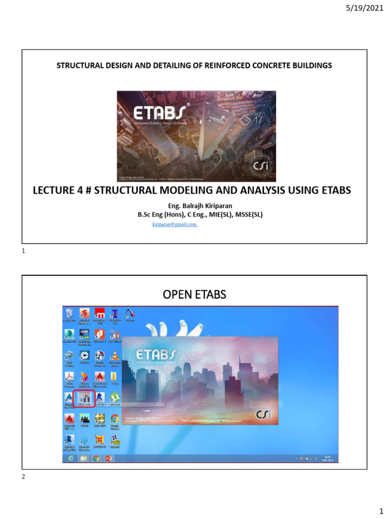 Lecture 9 ETABS Modeling | PDF | Beam (Structure) | Concrete