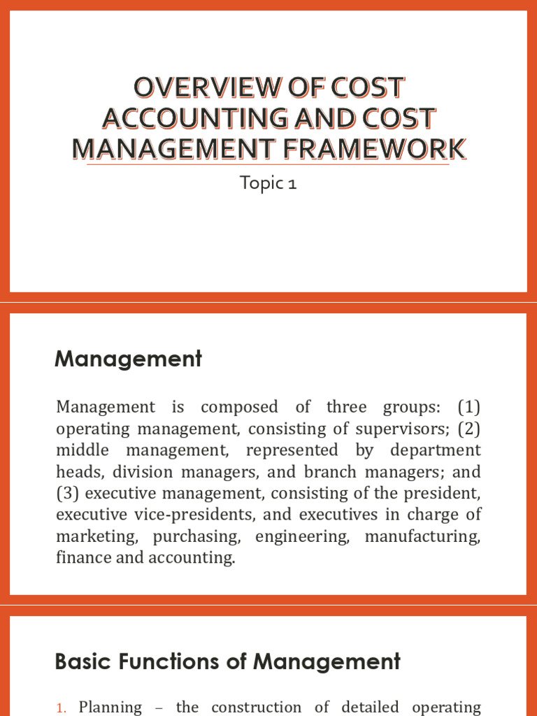 CA 1 Overview of Cost Accounting and Cost Management Framework | PDF ...