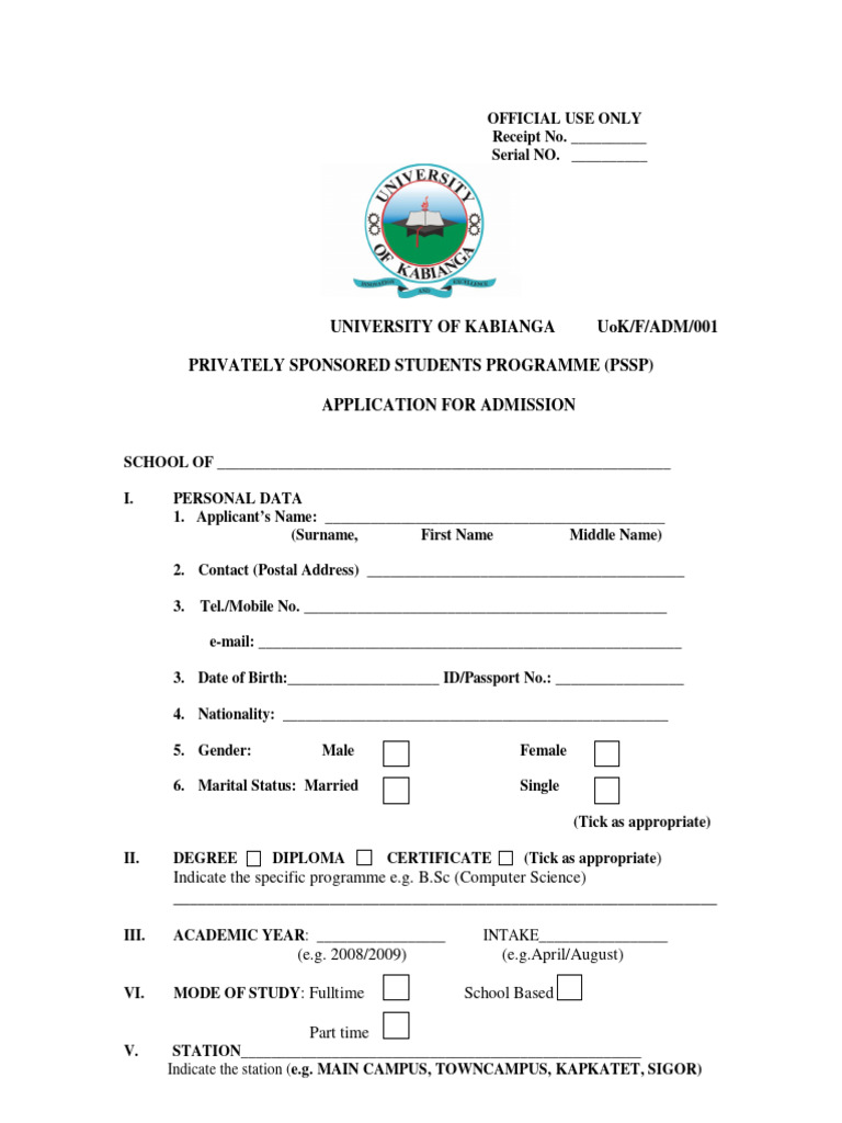 Undergraduate Admission Form | PDF | Educational Stages