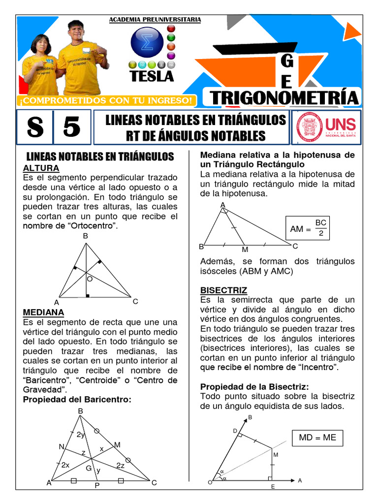 Sem. 05 - Triangulos Lineas Notables - Razones Trigonometricas de ...