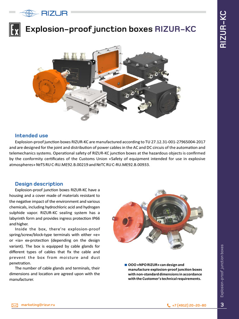 Explosion-Proof Junction Boxes From Aluminium Alloy RIZUR-KC-DC | PDF ...