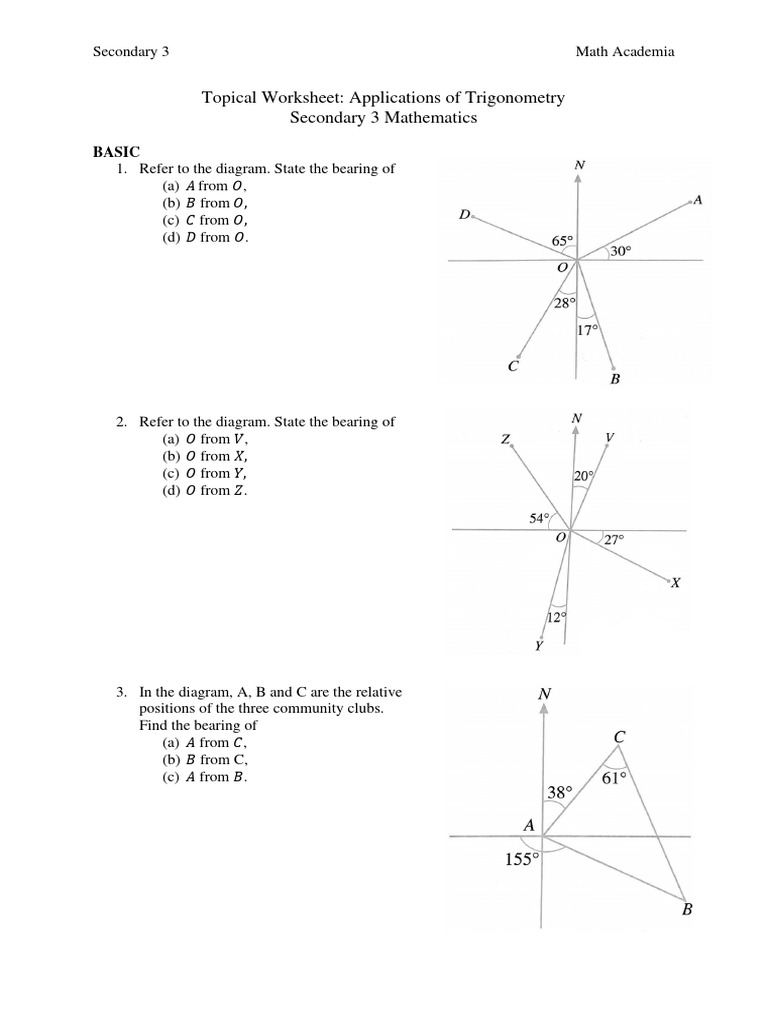 Trigonometry Applications Worksheet | PDF | Area | Volume