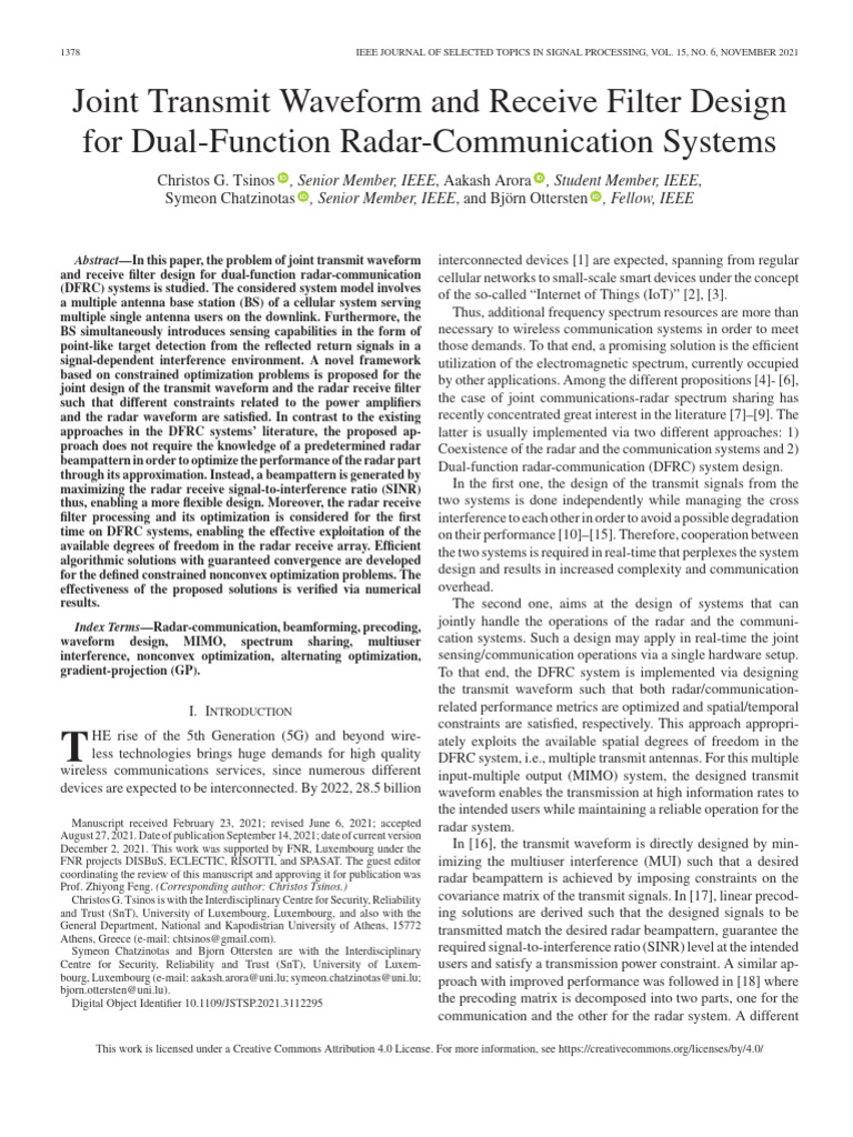 Joint Transmit Waveform and Receive Filter Design For Dual-Function Radar-Communication Systems ...