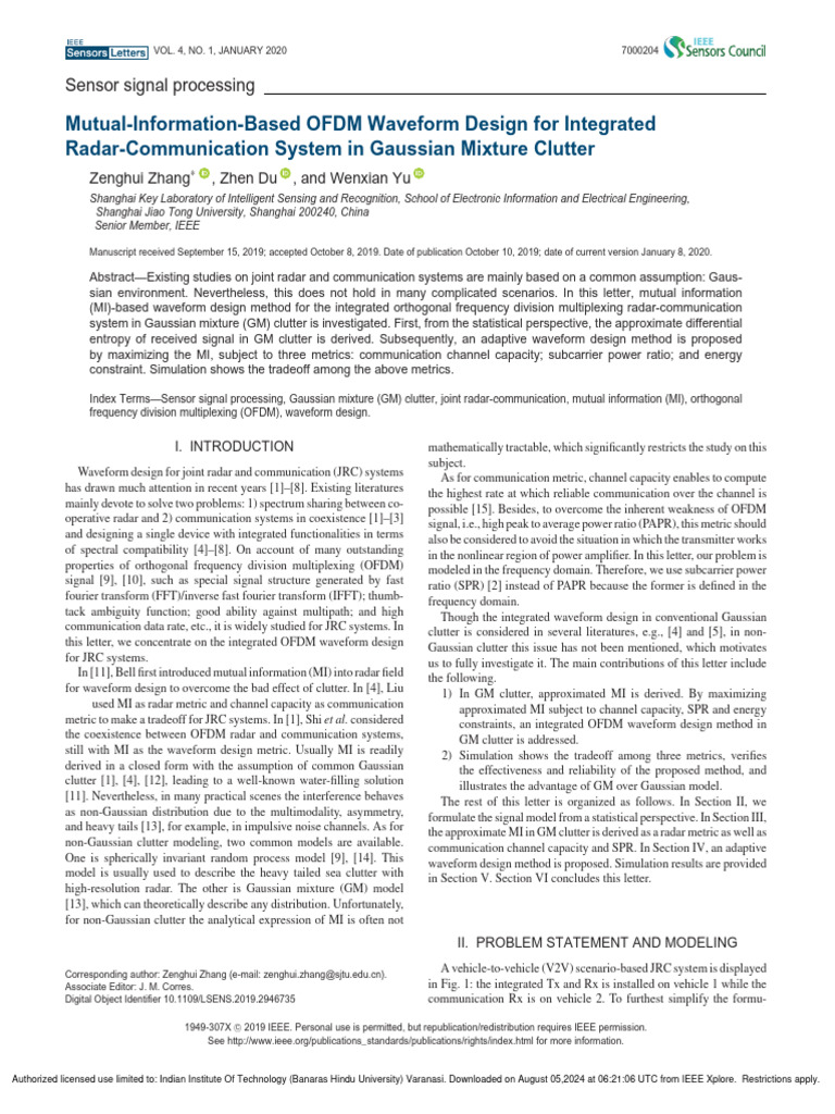Mutual-Information-Based OFDM Waveform Design For Integrated Radar ... Mutual-Information-Based OFDM Waveform Design For Integrated Radar ...