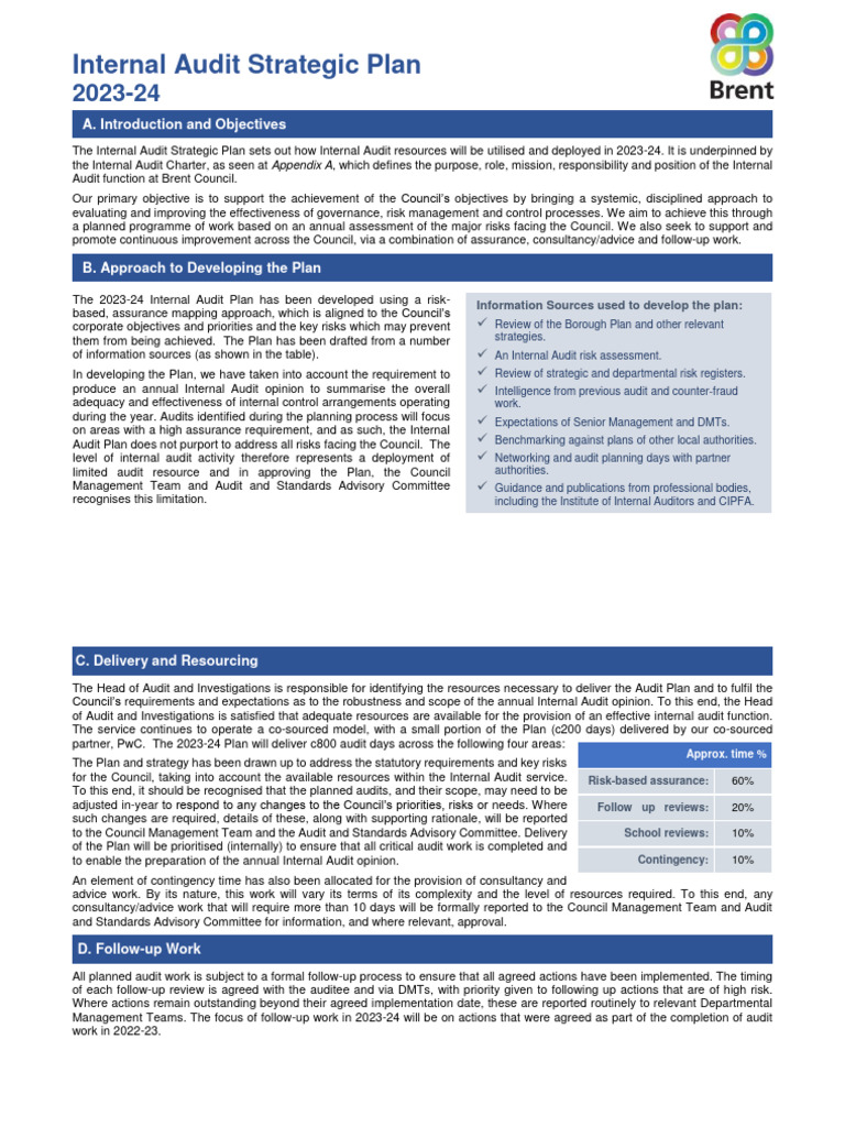 Internal Audit Strategic Plan 2023-24 | PDF | Internal Audit | Audit
