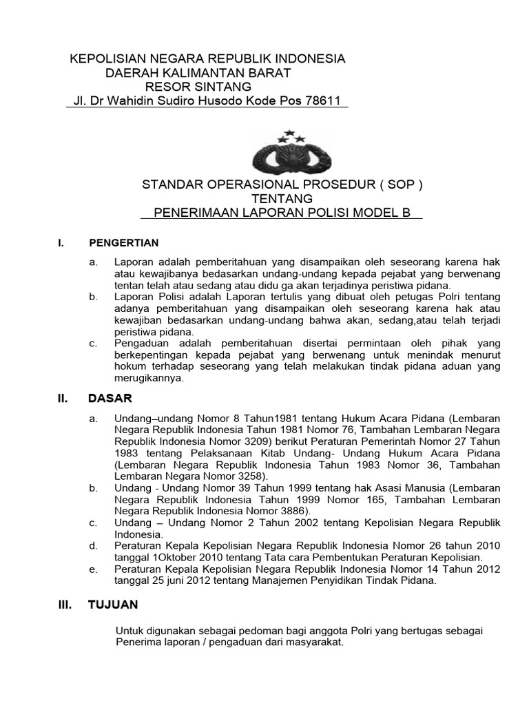 Sop Penerimaan LP Model B | PDF | Politik