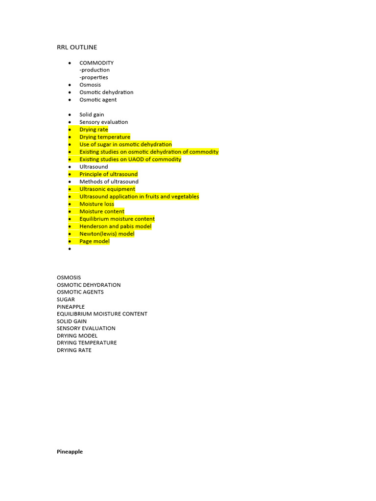 RRL Outline With Citation | PDF | Fruit Preserves | Osmosis