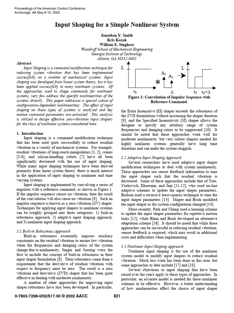 Kozak Nonlinear Input Shaping | PDF | Nonlinear System | Mathematics